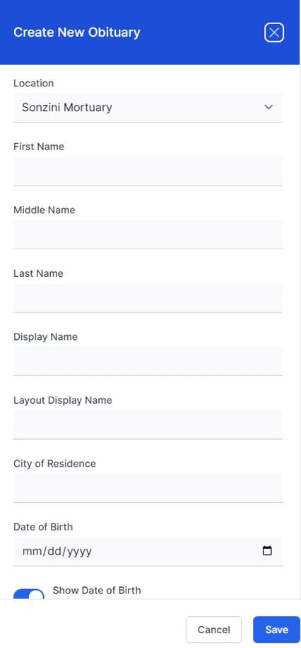How do I create an obituary?
