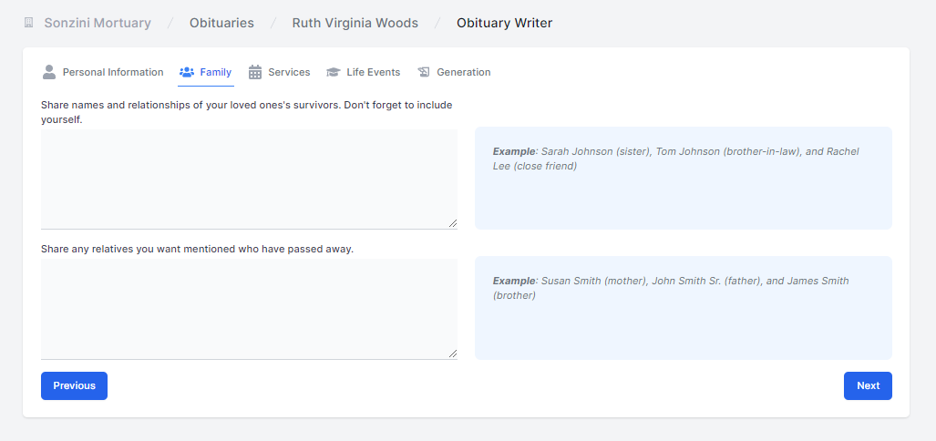 How do I use the AI Obituary Writer?