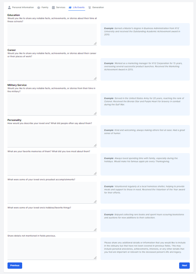 How do I use the AI Obituary Writer?