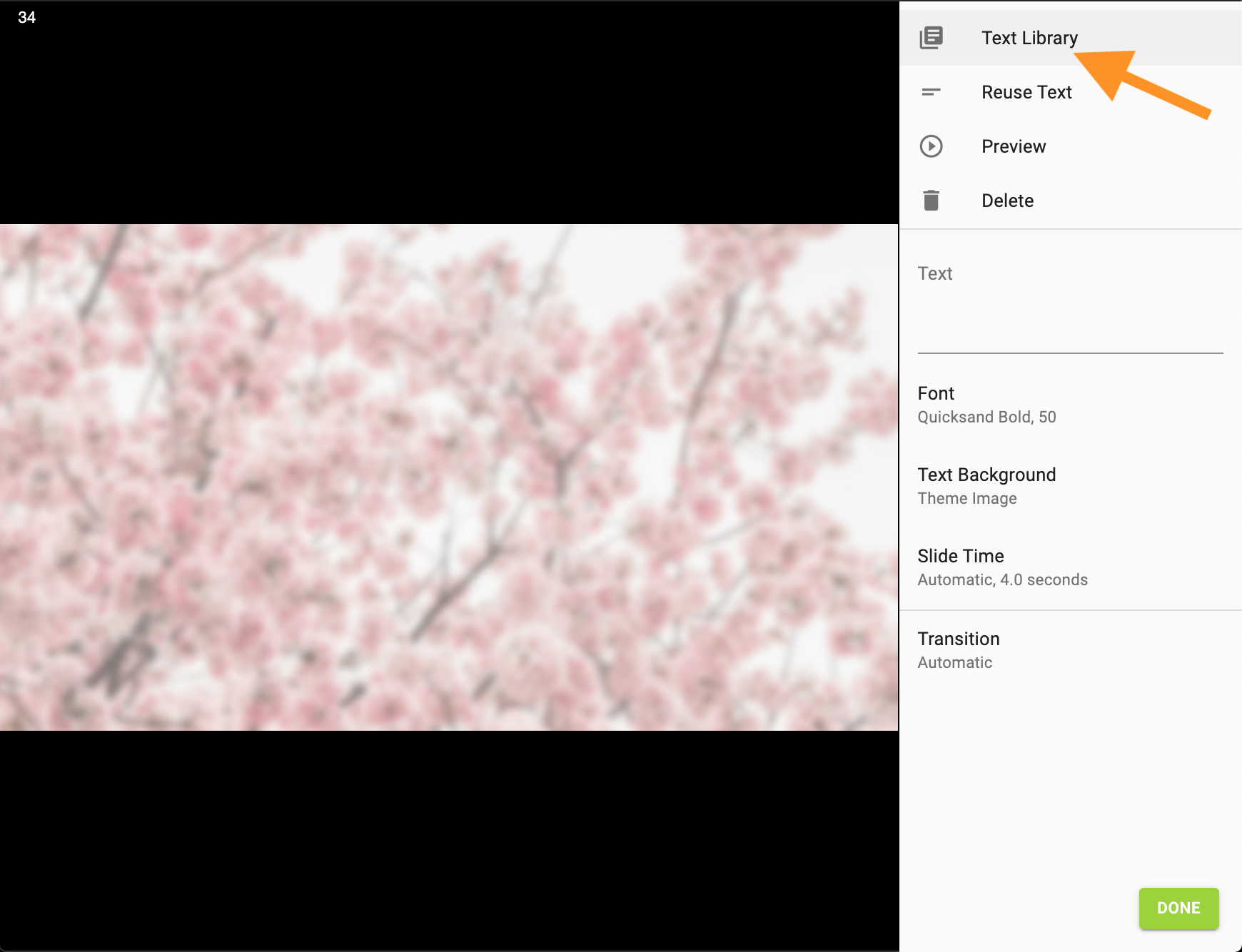 How do I create a Text Slide?