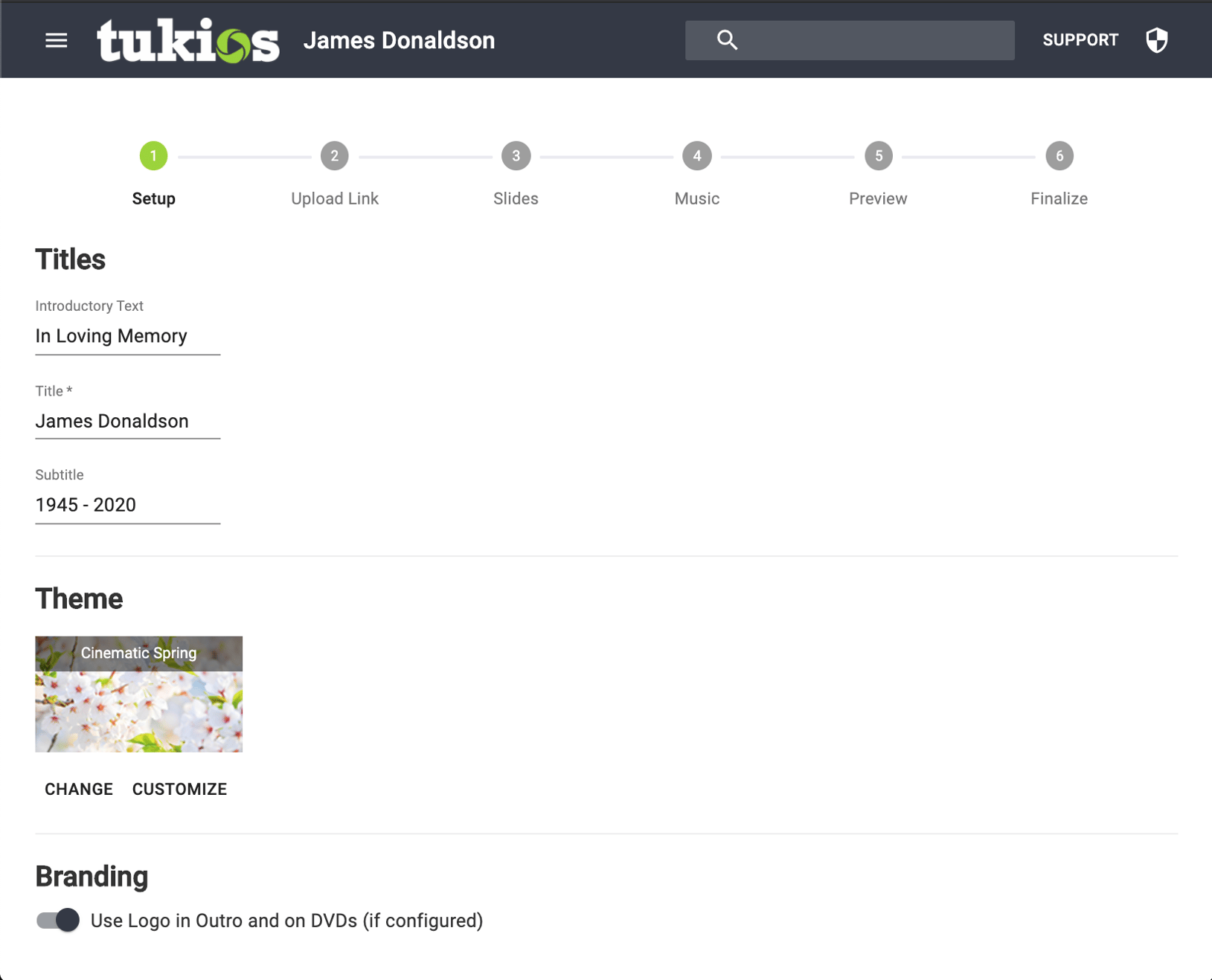 How do I upload a recorded service to Tukios?