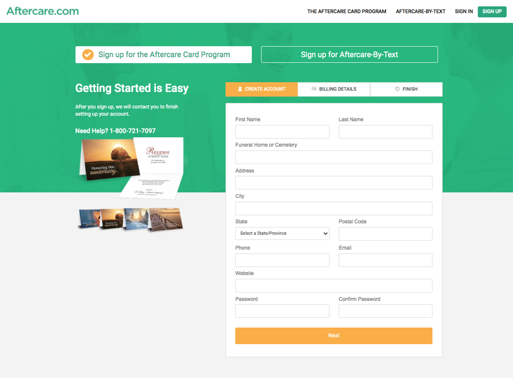 How do I sign up for the Aftercare Card Program?