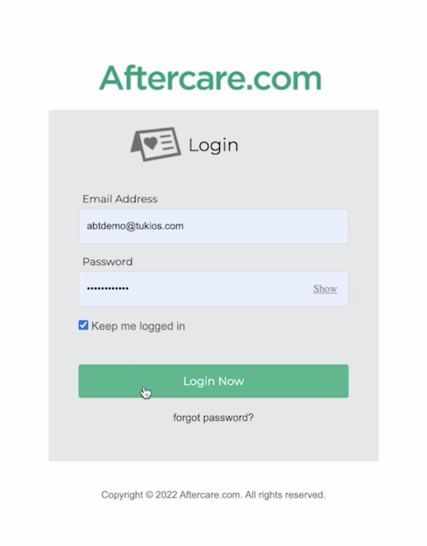 How do I set my funeral home up with Aftercare?