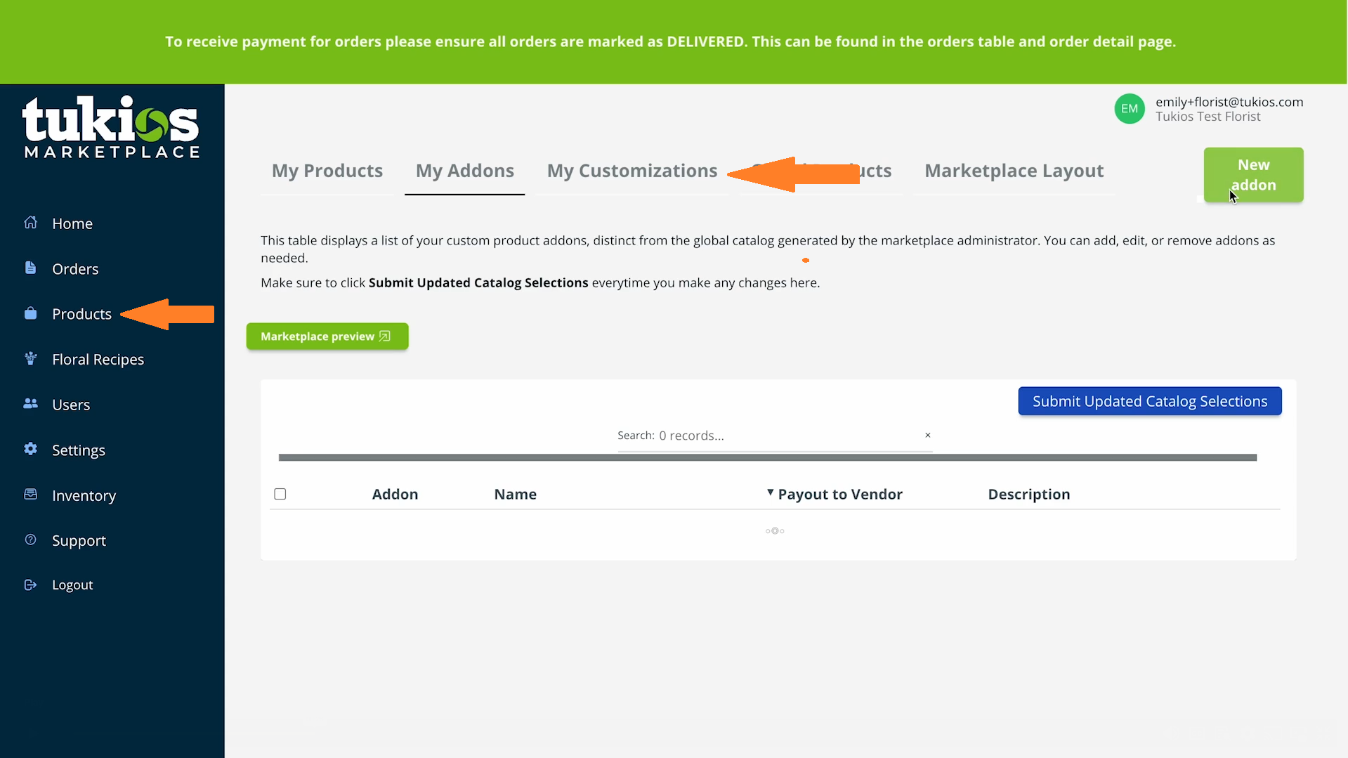 How to use Customization and Addons in the Tukios Marketplace?